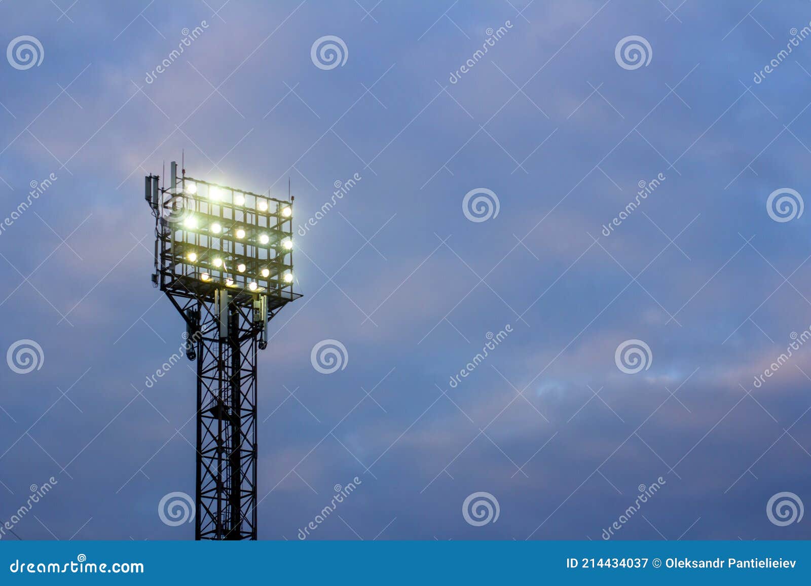 Spotlight Football Stadium On Blue Sky Background In Chiang Mai Royalty ...