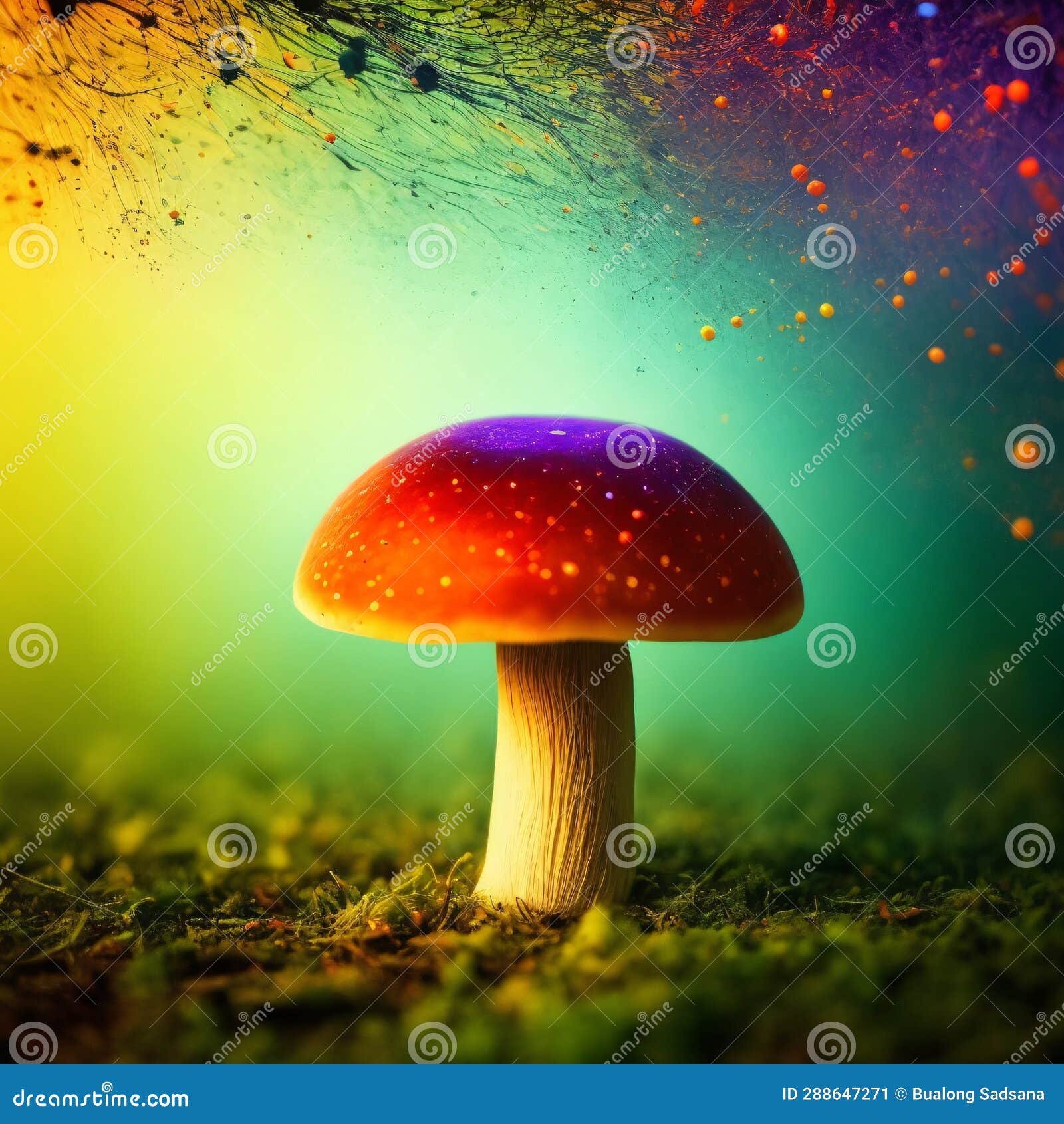 Glowing Spotted Fluorescent Mushrooms, Mystic Luminescent Forest ... Glowing Spotted Fluorescent Mushrooms, Mystic Luminescent Forest ...