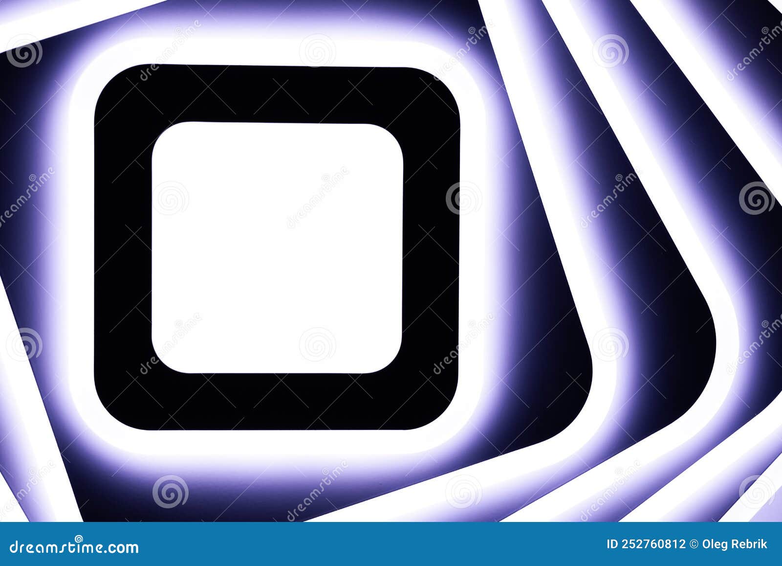 Glowing Square and Lines. Purple White Light LED Lamp on the Ceiling ...