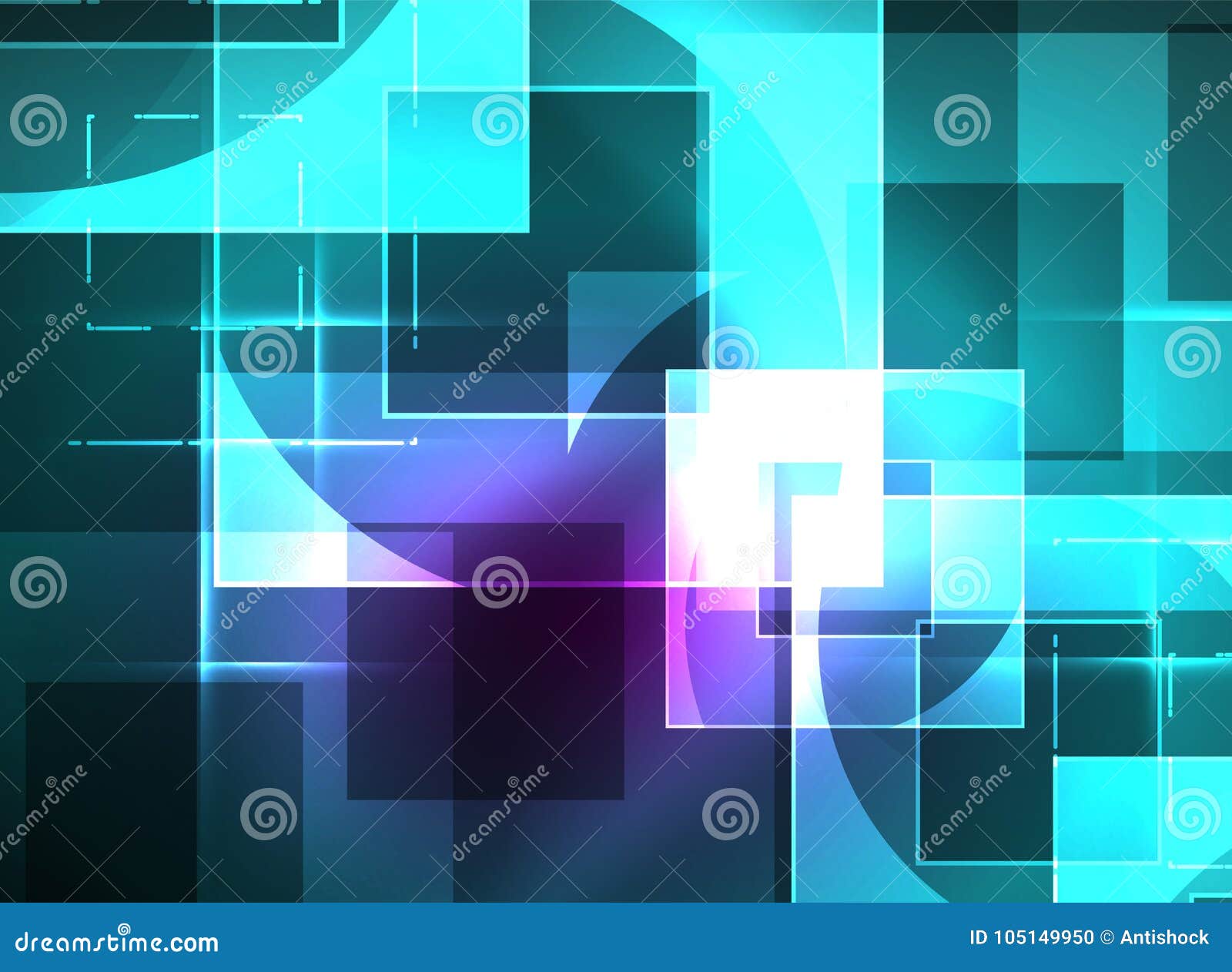 Glowing Squares in the Dark, Digital Abstract Background Stock Vector ...