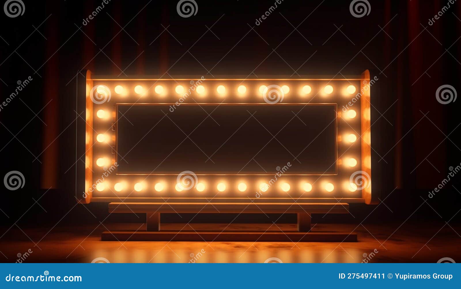 Glowing Stage Theater Backdrop, Illuminated by Spotlight Generated by ...