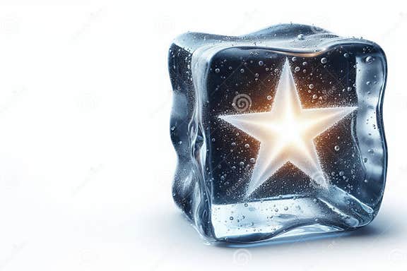 A Glowing Star in an Ice Cube. Space for Text. Stock Photo - Image of ...