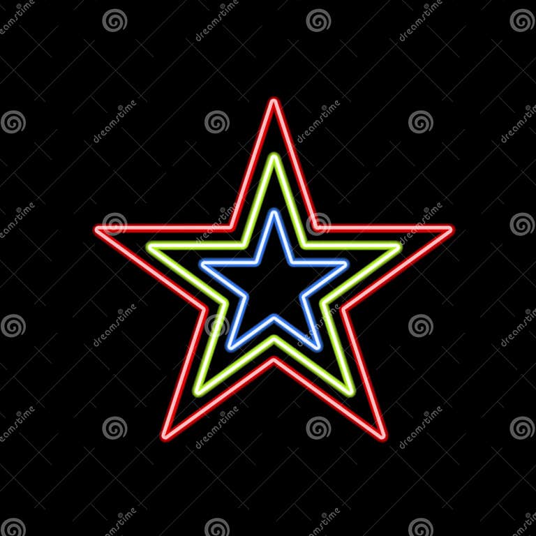 Glowing Star of Neon on a Black Background. Stock Vector - Illustration ...