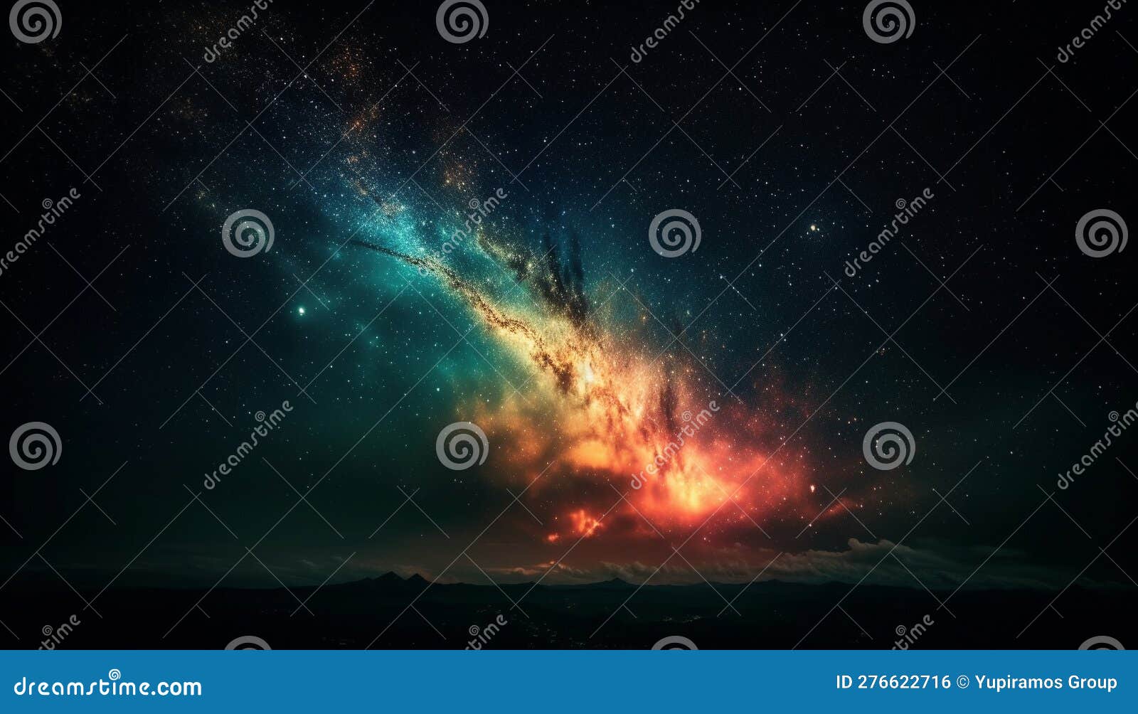 Glowing Star Trail Orbits Milky Way Galaxy Generated by AI Stock ...