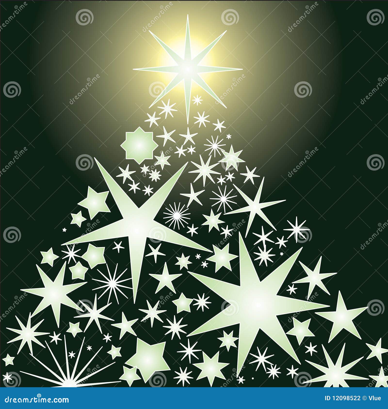 Glowing Stars Christmas Tree Stock Illustration - Illustration of ...