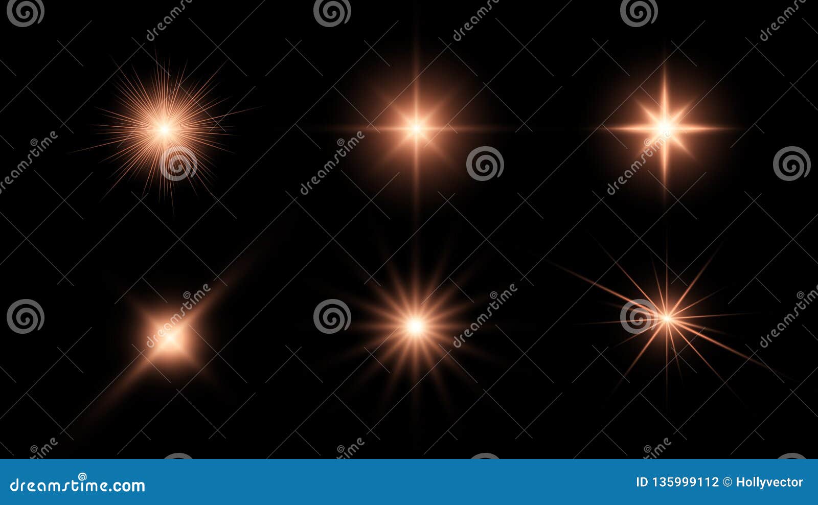 Glowing Stars, Light Effects Graphic Elements, Vector Illustration ...