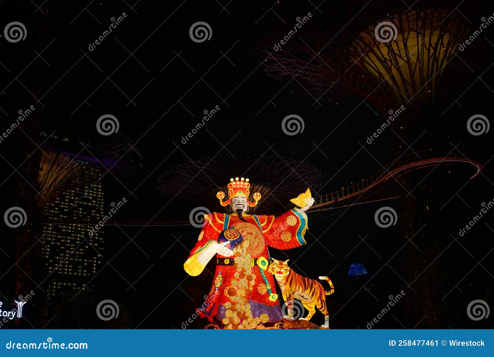 Glowing Statue Symbolizing the Year of the Tiger. Singapore Stock Image ...