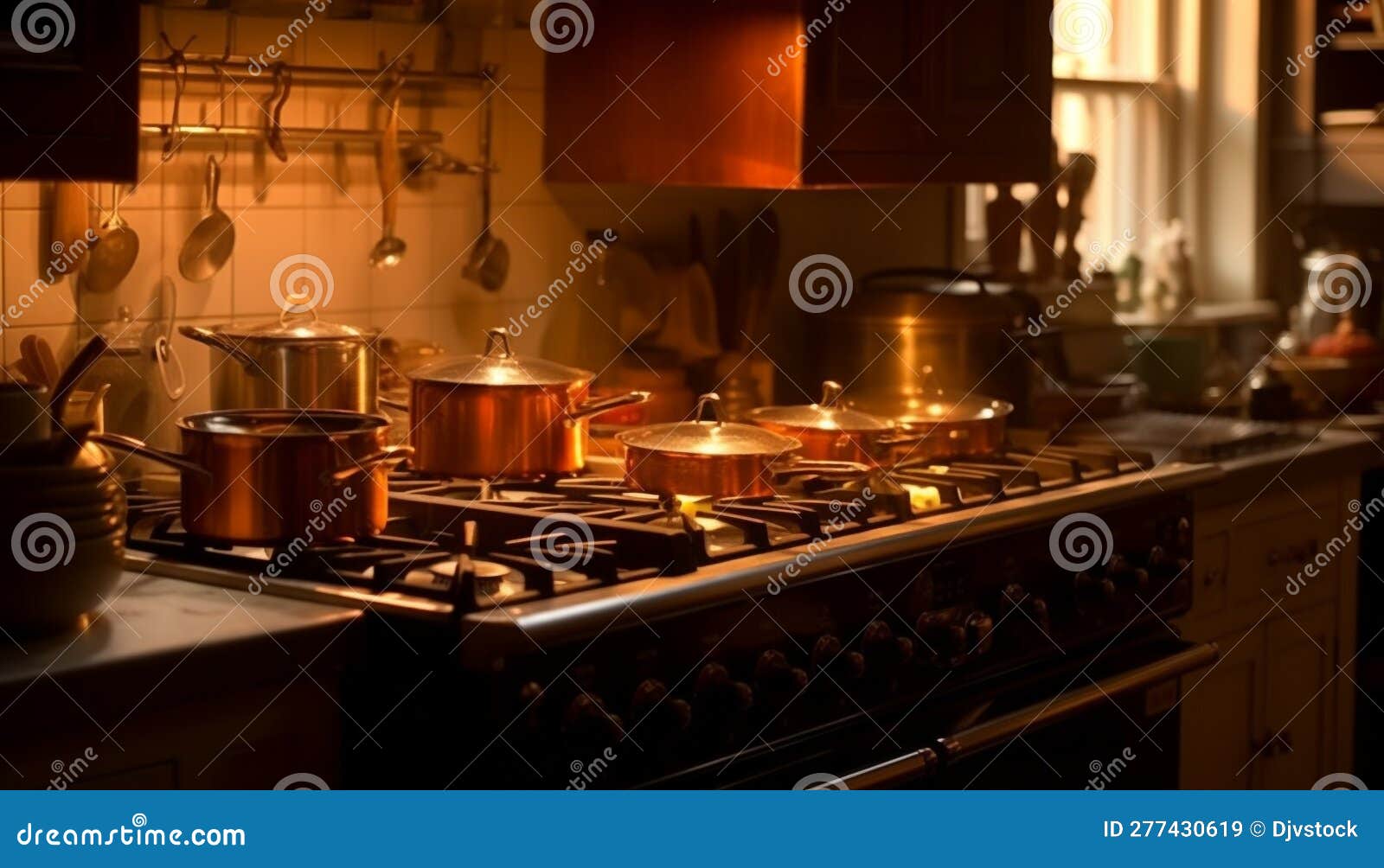 Glowing Stove Top Heats Cooking Pan Inside Kitchen Generated by AI ...