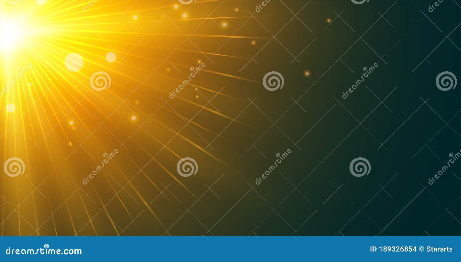 Glowing Sun Rays Background from Top Left Corner Stock Vector ...