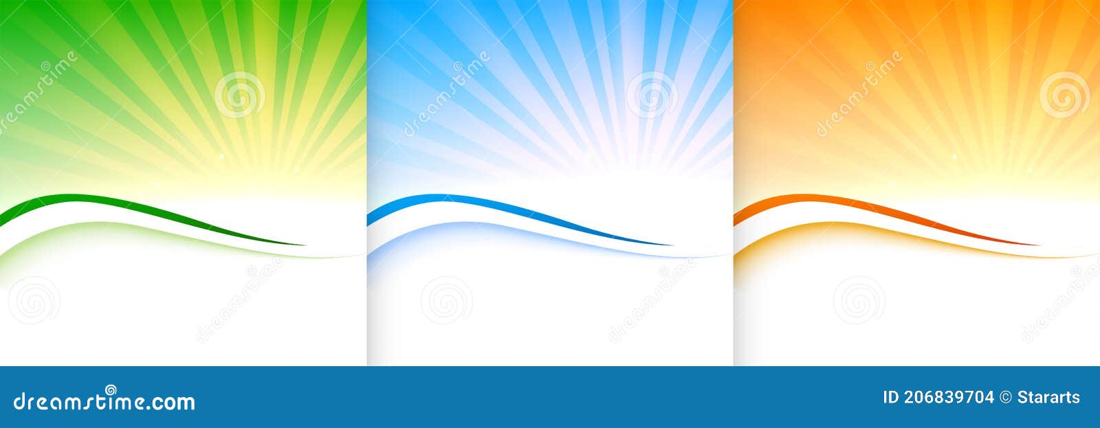 Glowing Sunburst Background in Three Colors Design Stock Vector ...