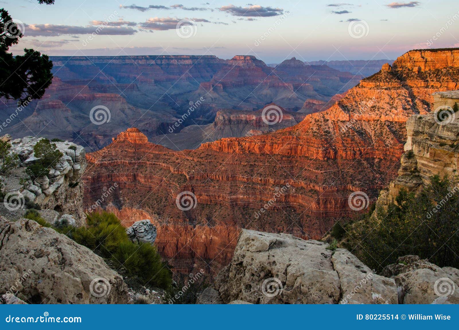 Glowing Sunset Mather Point Grand Canyon Stock Photo - Image of ...