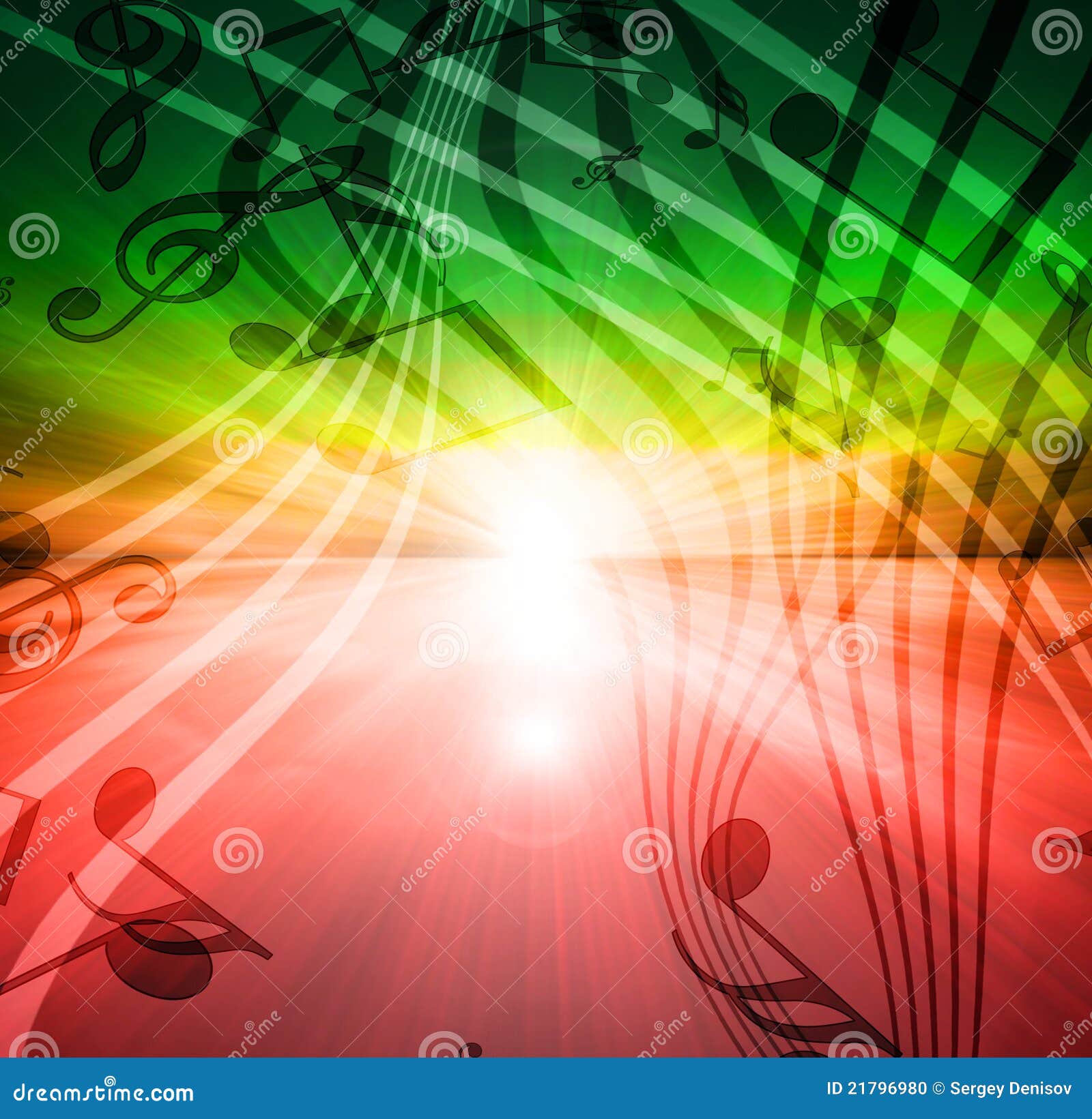 Glowing Sunset with Musical Stock Illustration - Illustration of music ...