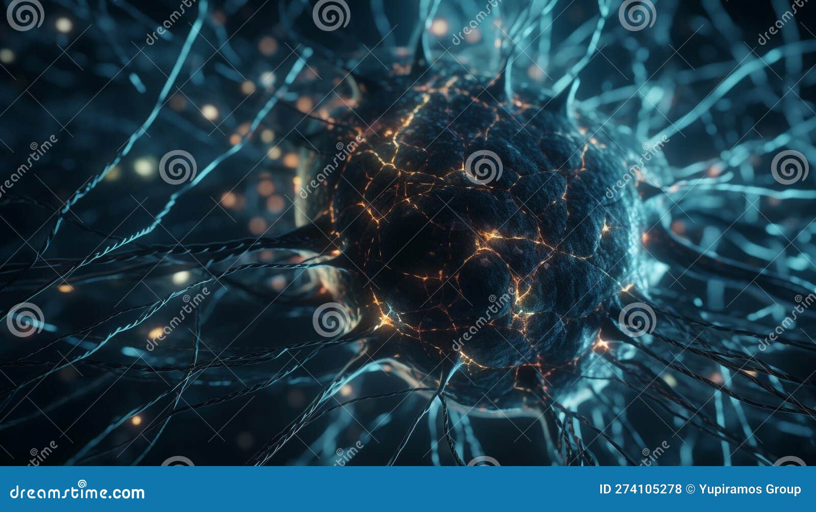 Glowing Synapse Connects Neuron in the Brain Generated by AI Stock ...