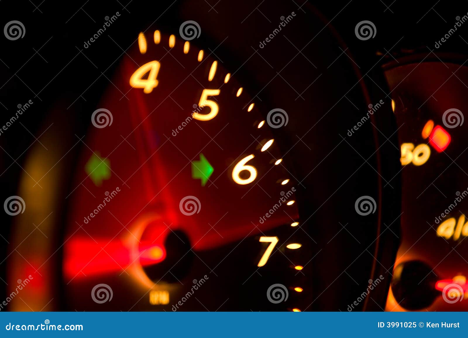 Glowing Tachometer stock image. Image of dashboard, illuminated - 3991025