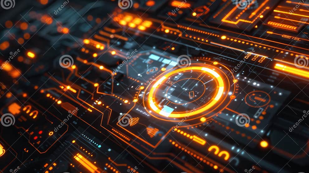 Glowing Tech Interface with Abstract Data Patterns Stock Image - Image of cyber, futuristic ...