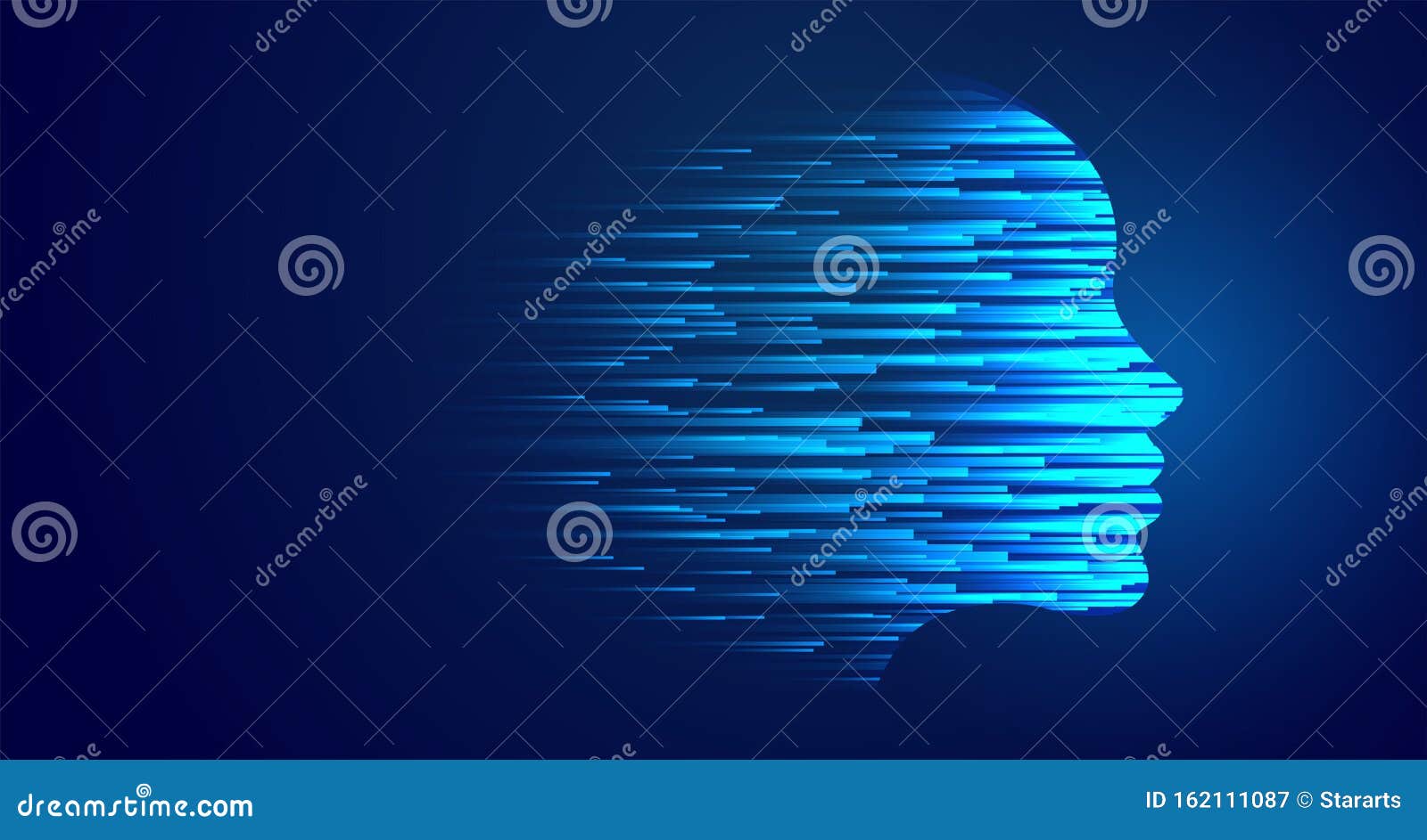 Glowing Technology Blue Face Artificial Intelligence Design Stock ...