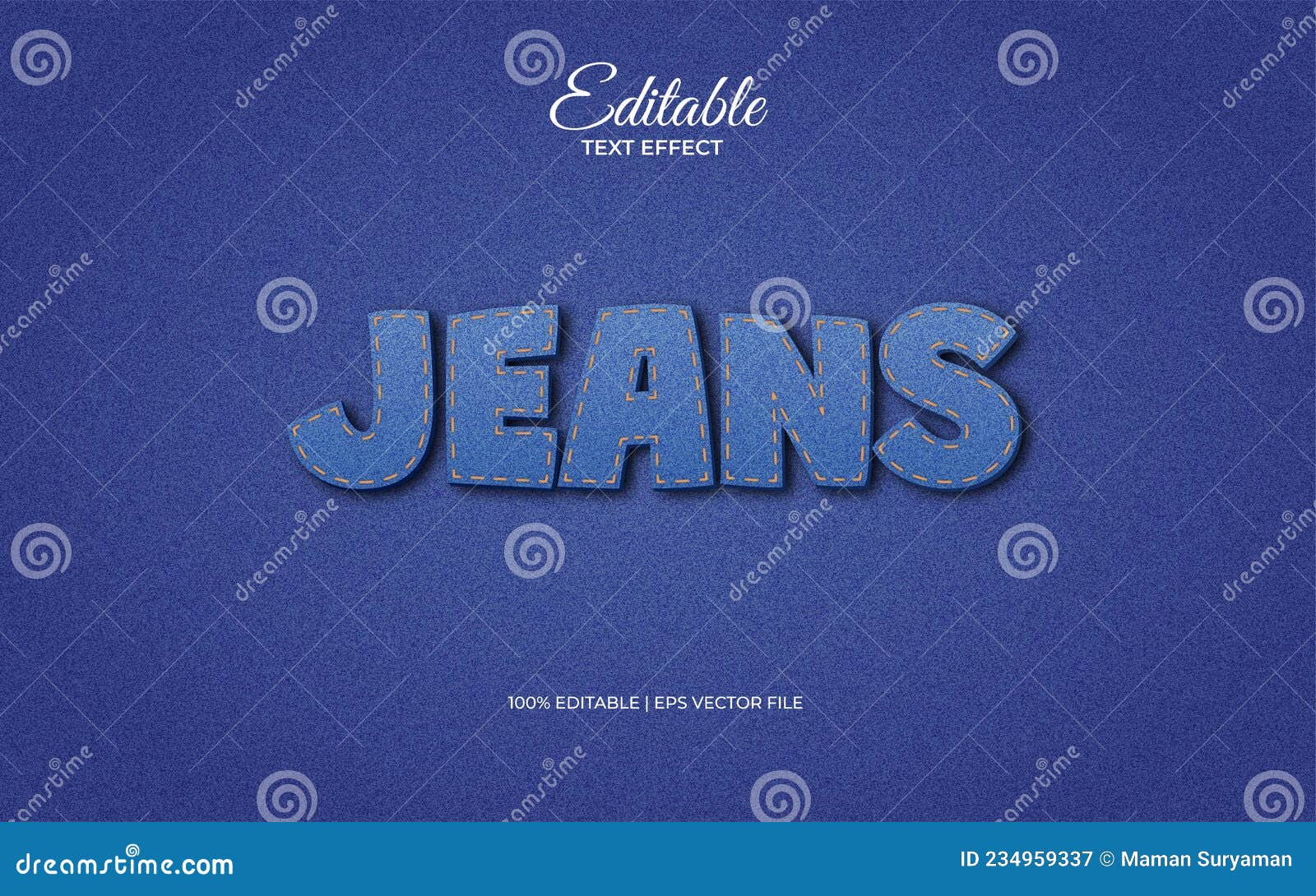 Jeans text effect stock vector. Illustration of canvas - 234959337