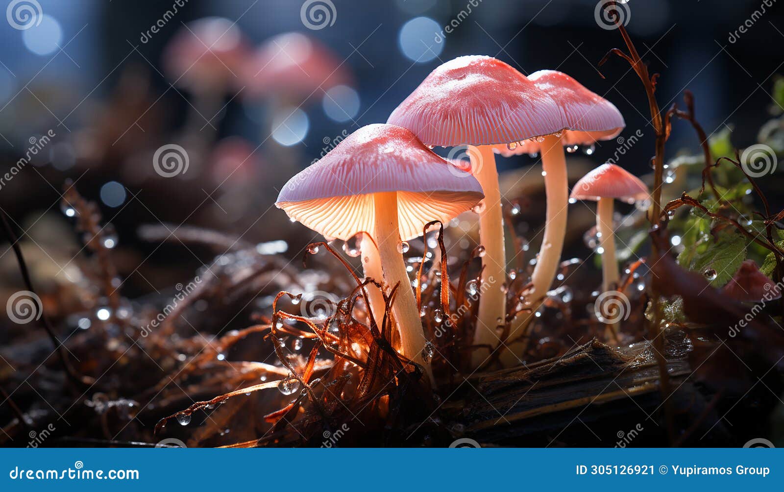 Glowing Toadstool in Dark Forest, Dangerous but Beautiful Generated by ...