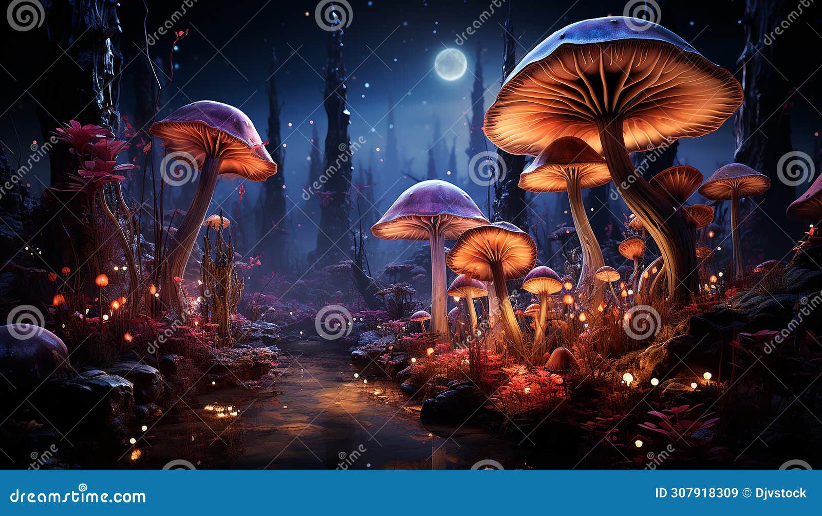 Glowing Toadstool Illuminates Dark Forest, Revealing Underwater Mystery ...