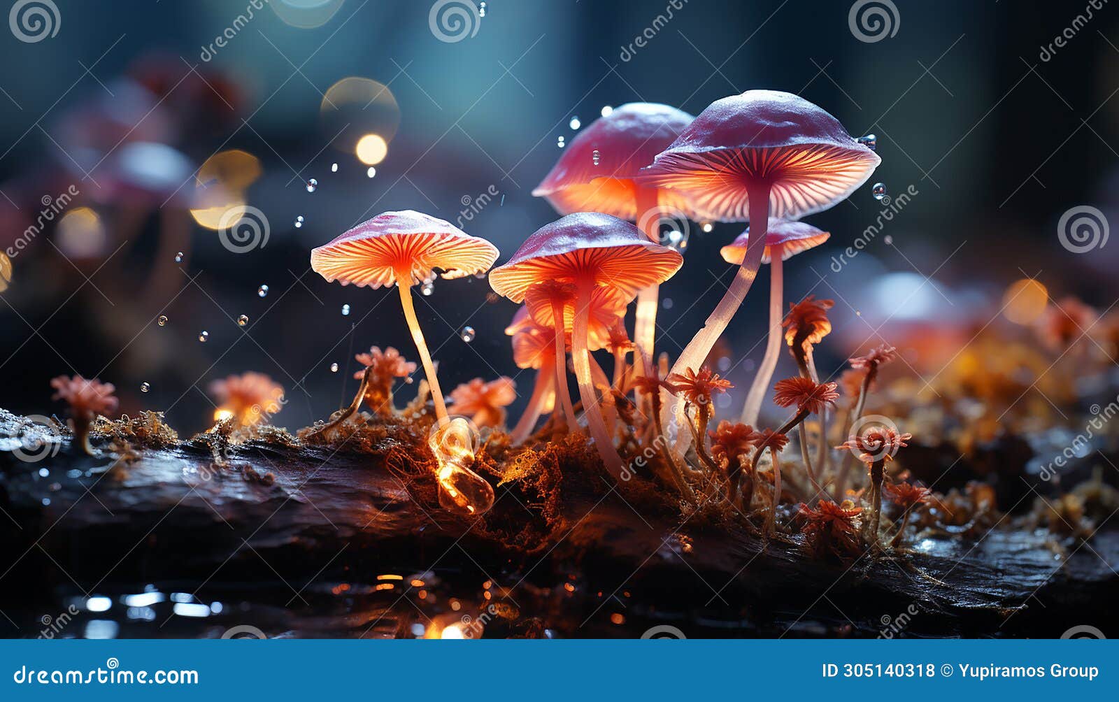Glowing Toadstool on Wet Leaf, Nature Dangerous Beauty Generated by AI ...