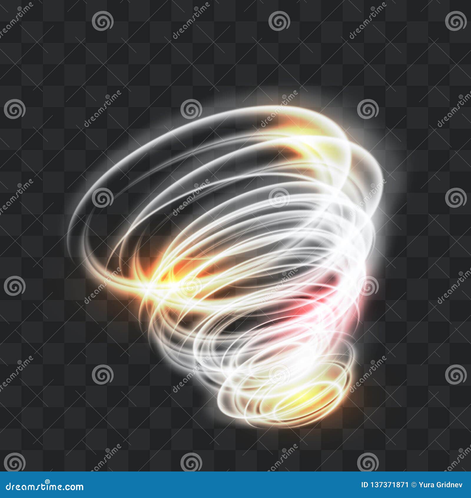 A Glowing Tornado. Rotating Wind. Beautiful Wind Effect. Isolated On A ...