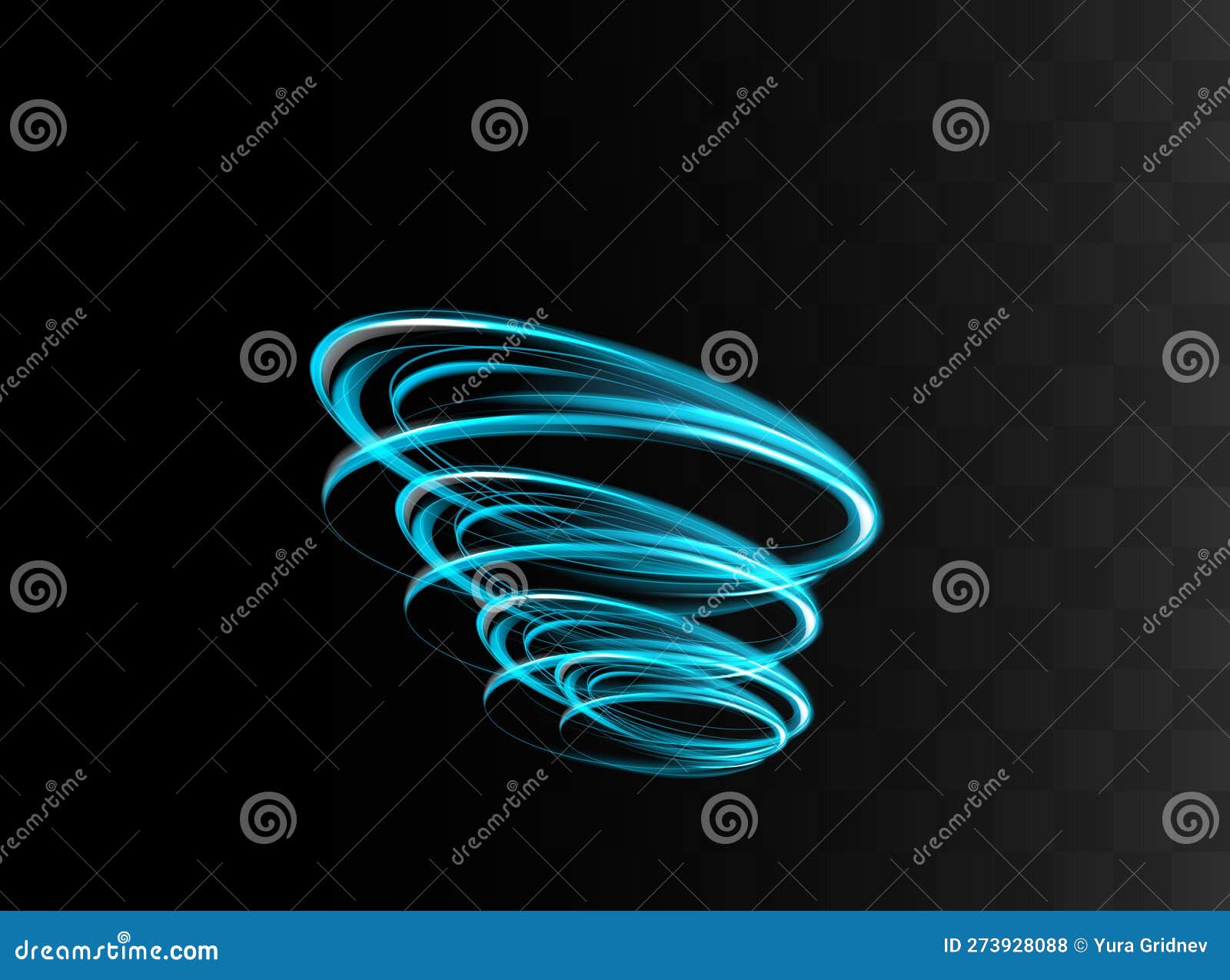 A Glowing Tornado. Rotating Wind. Beautiful Wind Effect. Isolated on a ...