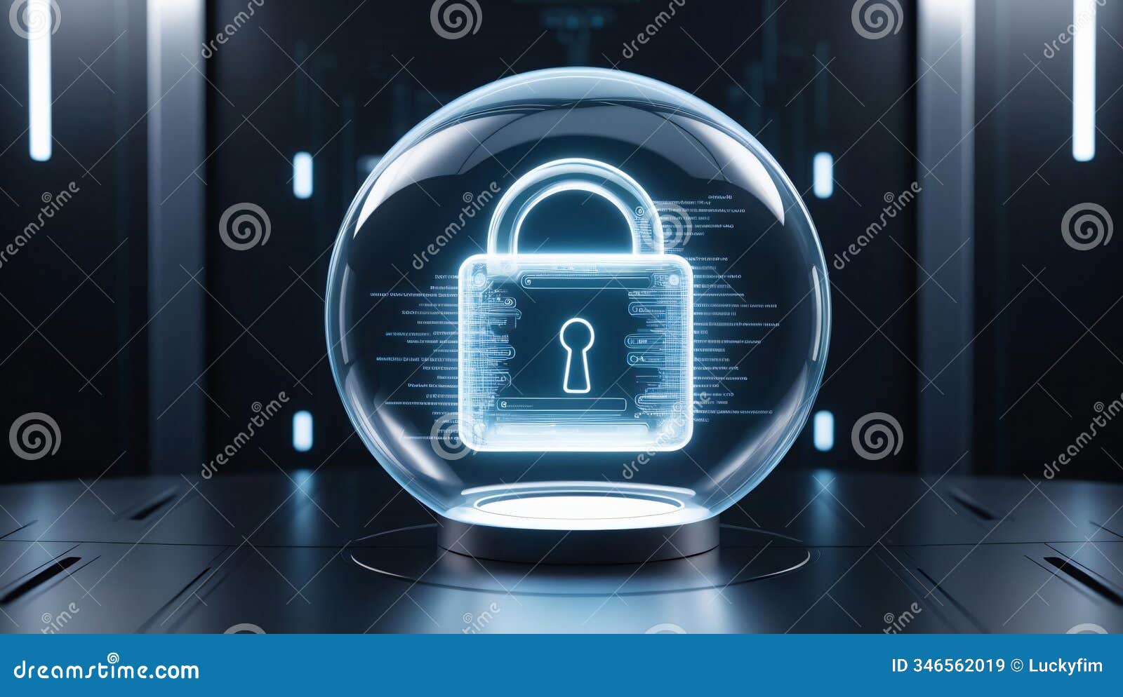 Glowing Transparent Barrier Symbolizes User Data Protection in Dark ...