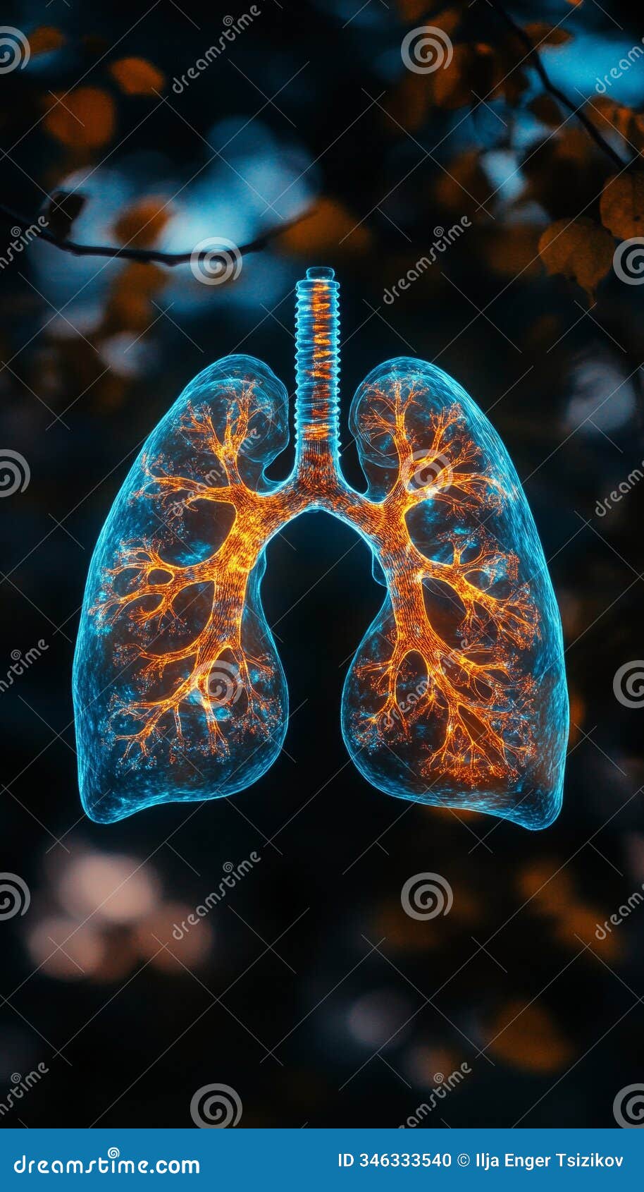 Glowing, Transparent 3D Rendering of Human Lungs, Respiratory System ...