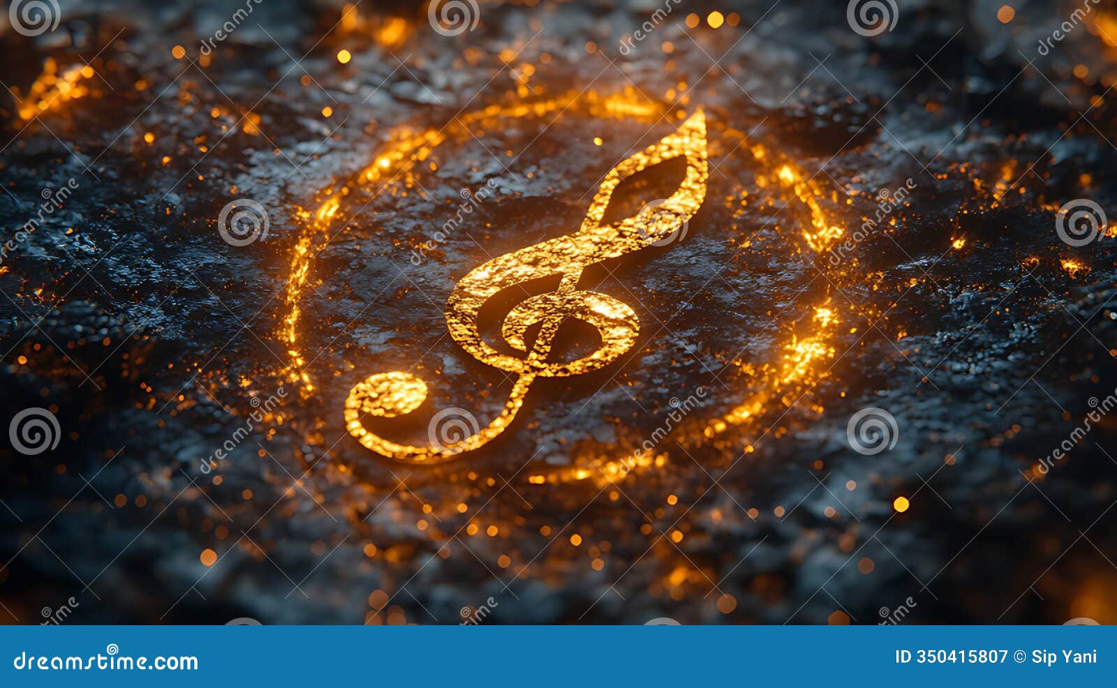 A Glowing Treble Clef Symbol on a Dark, Textured Surface Stock ...