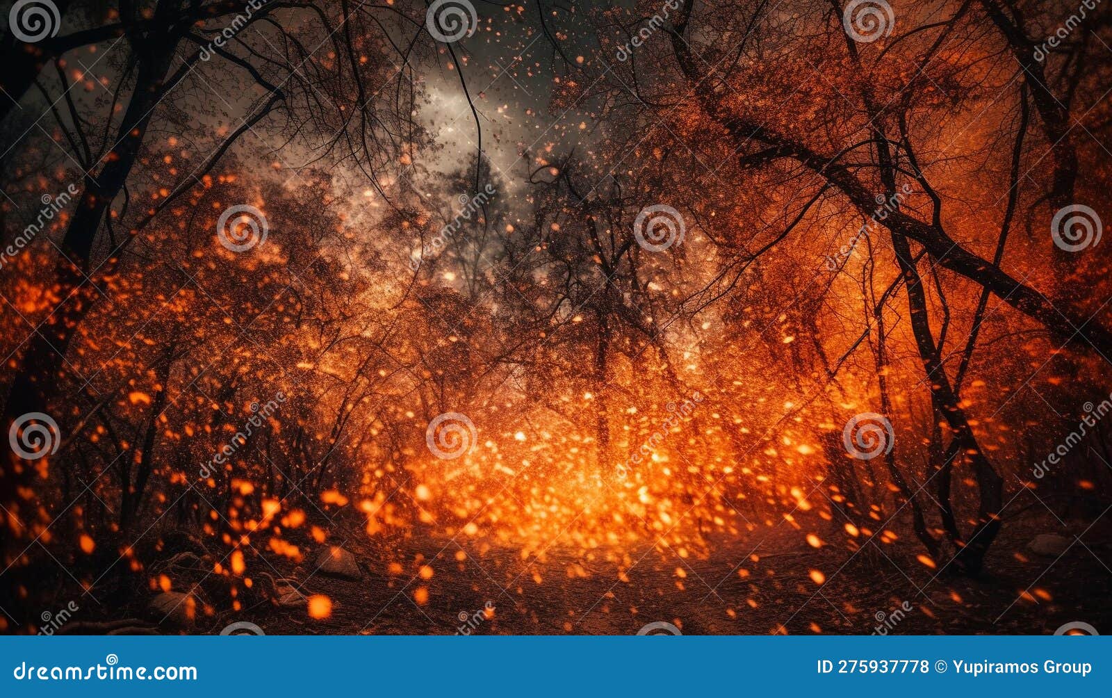 Glowing Tree Branch Illuminated by Autumn Flame Generated by AI Stock ...