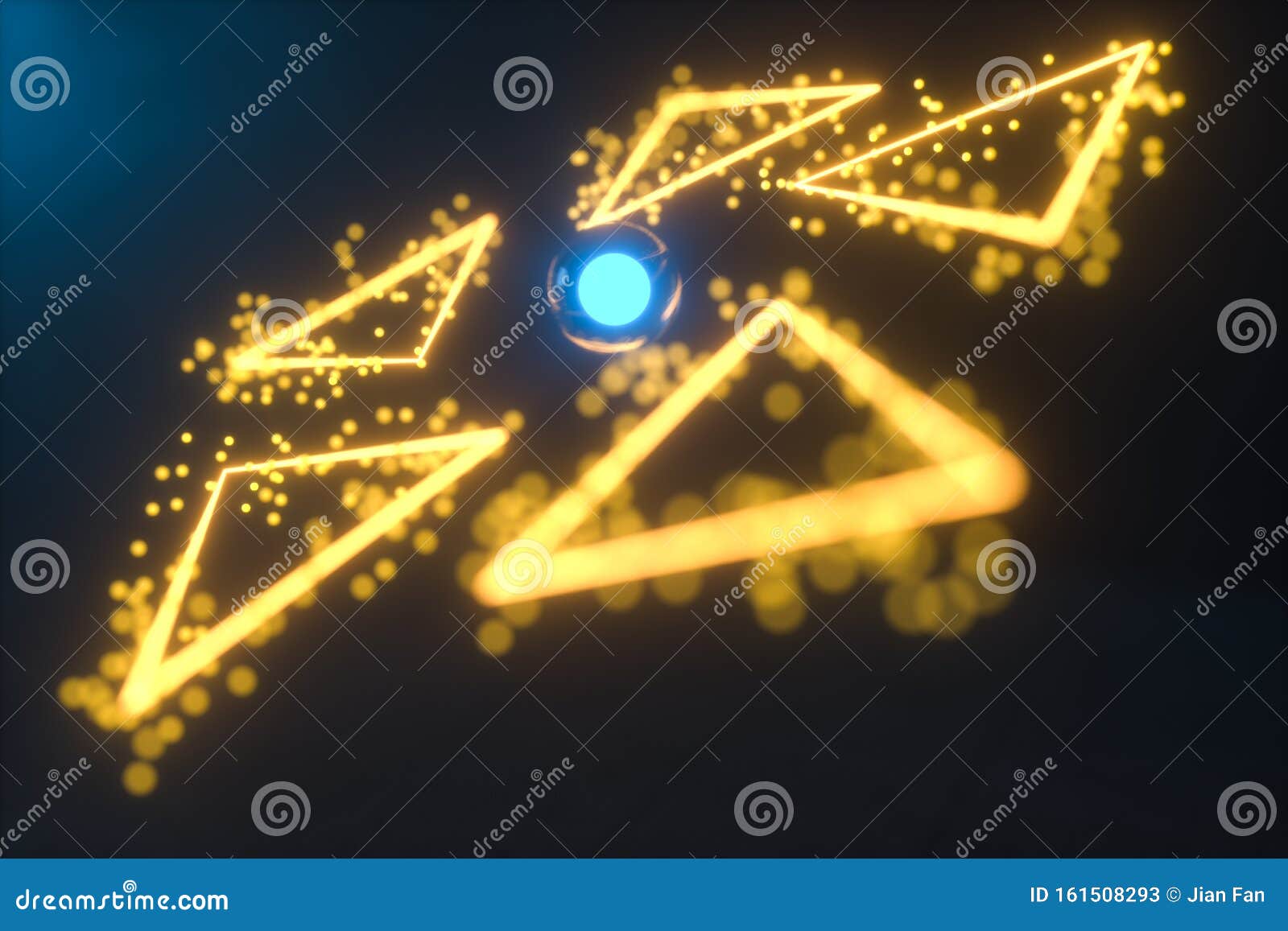 Glowing Triangles and Particles with Dark Background, 3d Rendering ...