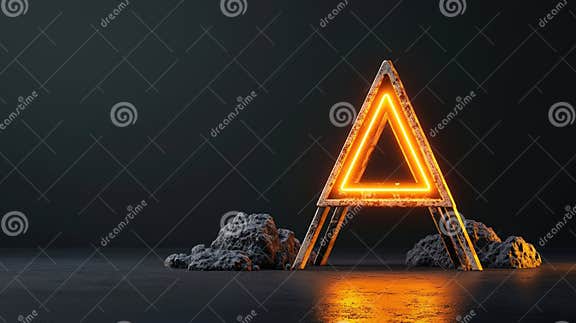 A Glowing Triangular Light Structure on a Dark Background with Textured ...