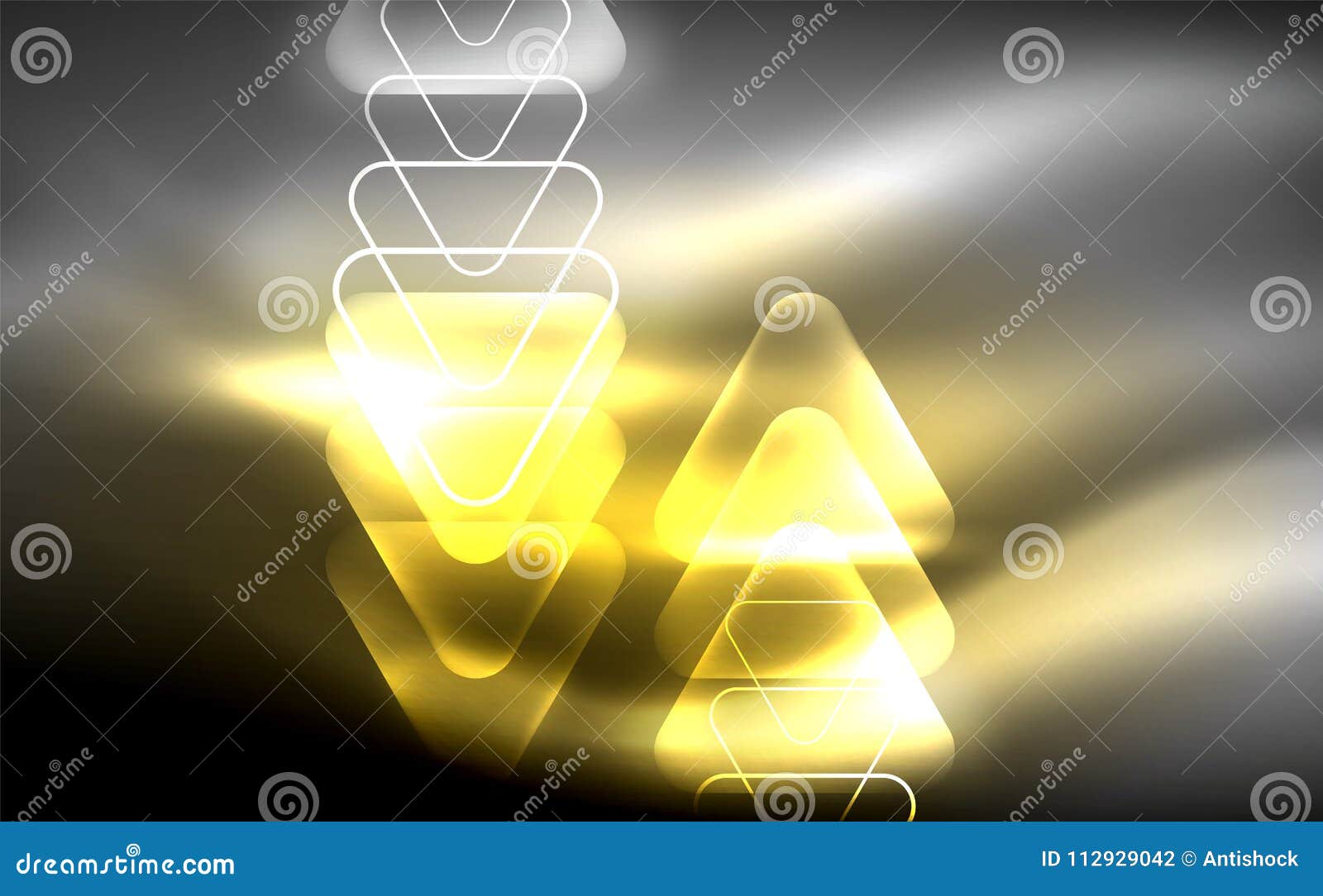 Glowing Vector Triangle Geometric Shapes in Dark Space Stock Vector ...