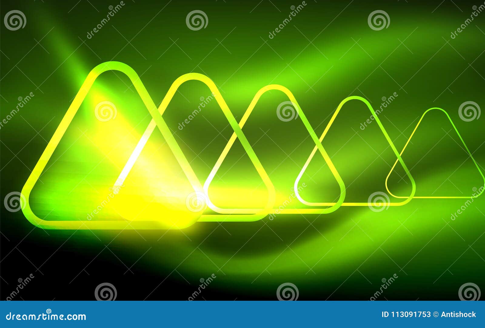 Glowing Vector Triangle Geometric Shapes in Dark Space Stock Vector ...