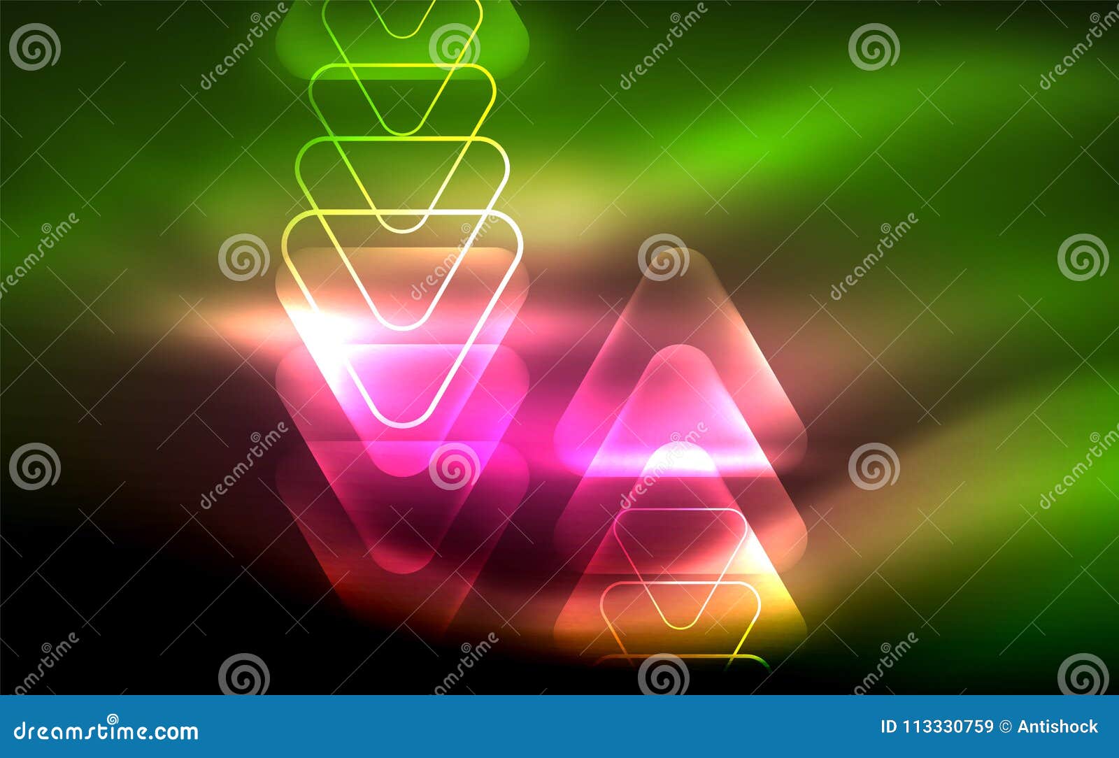 Glowing Vector Triangle Geometric Shapes in Dark Space Stock Vector ...