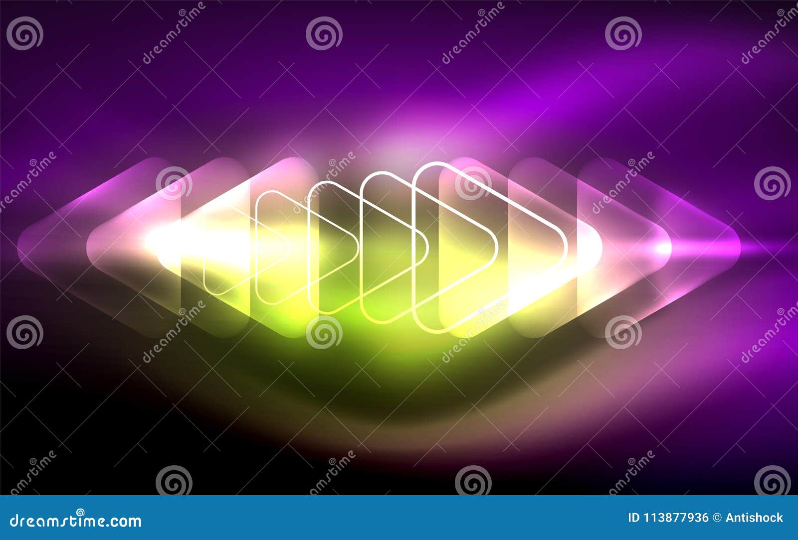 Glowing Vector Triangle Geometric Shapes in Dark Space Stock Vector ...