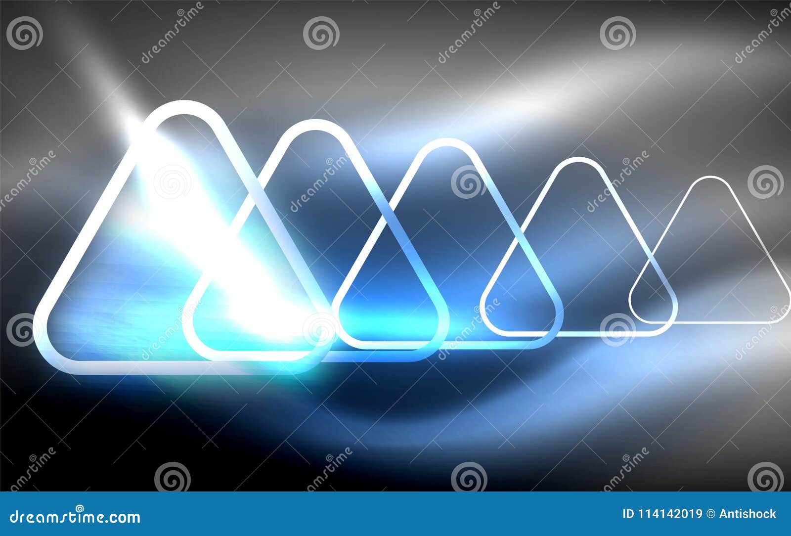 Glowing Vector Triangle Geometric Shapes in Dark Space Stock Vector ...