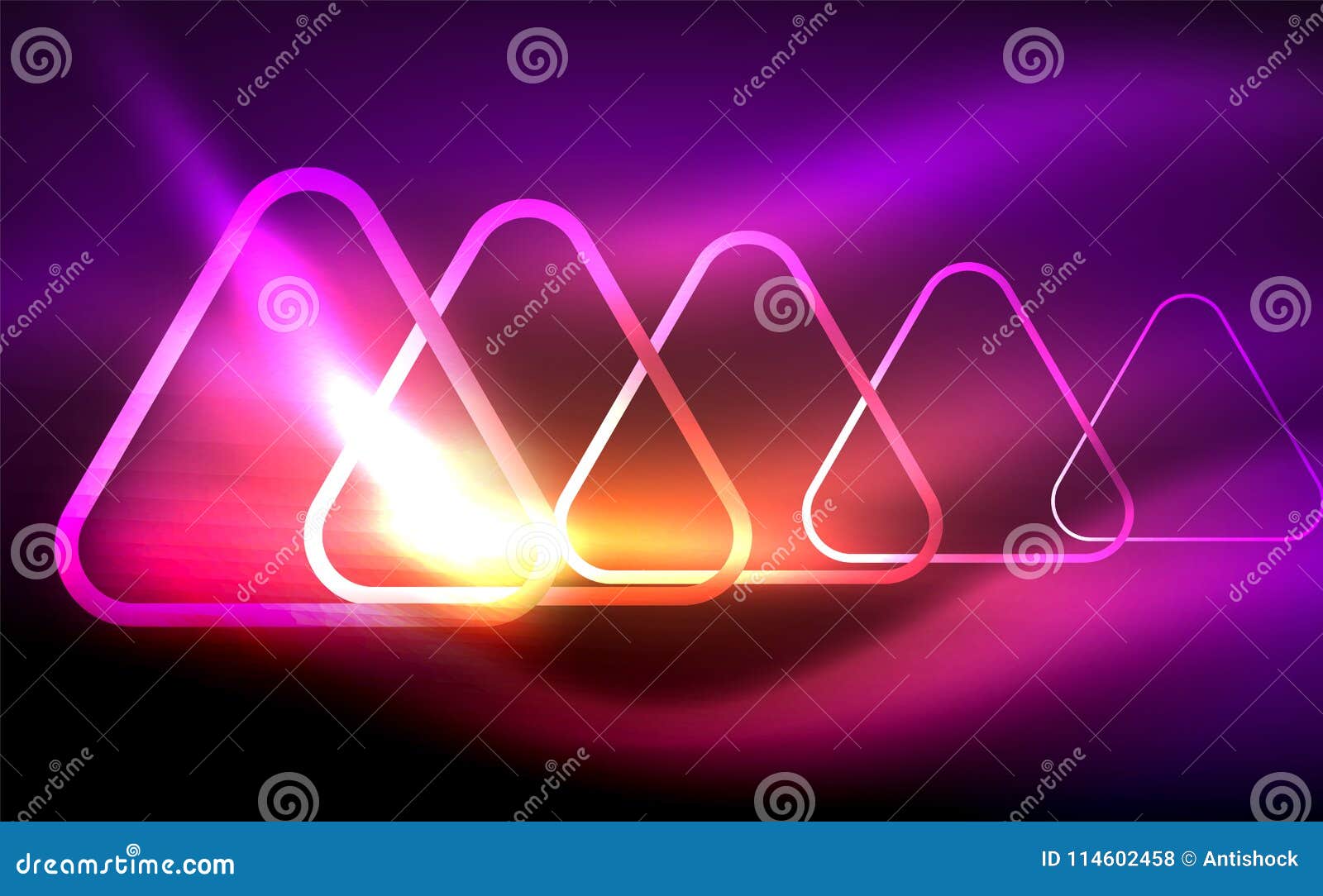 Glowing Vector Triangle Geometric Shapes in Dark Space Stock Vector ...