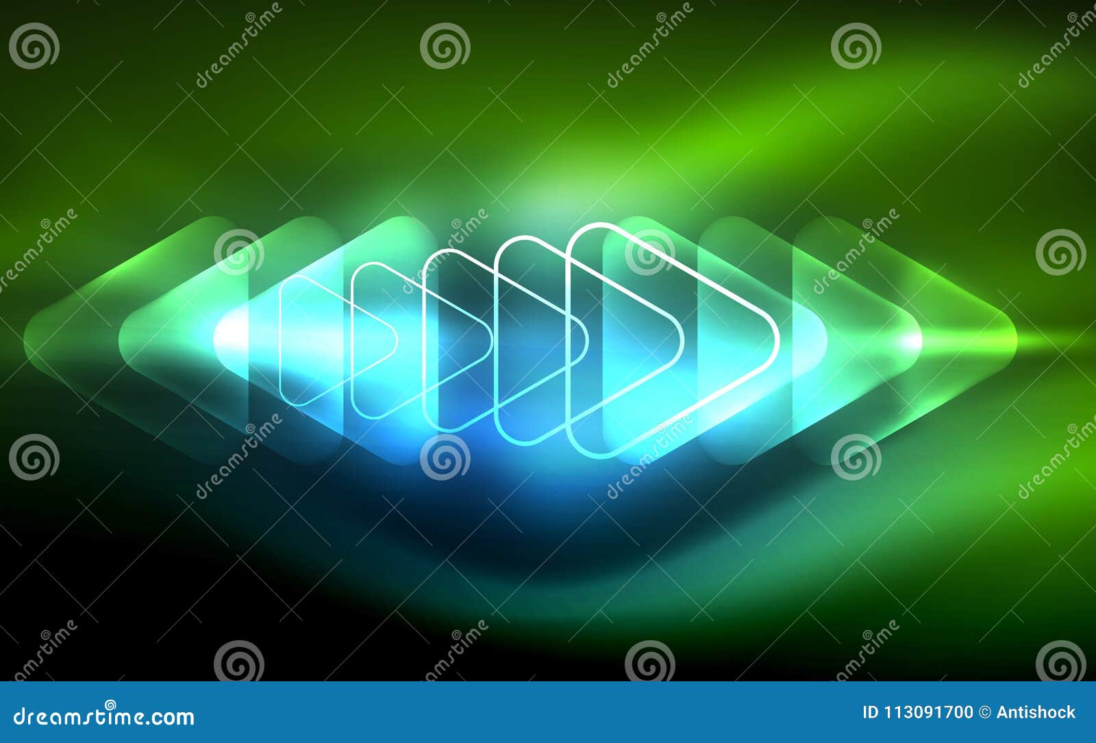 Glowing Vector Triangle Geometric Shapes in Dark Space Stock Vector ...