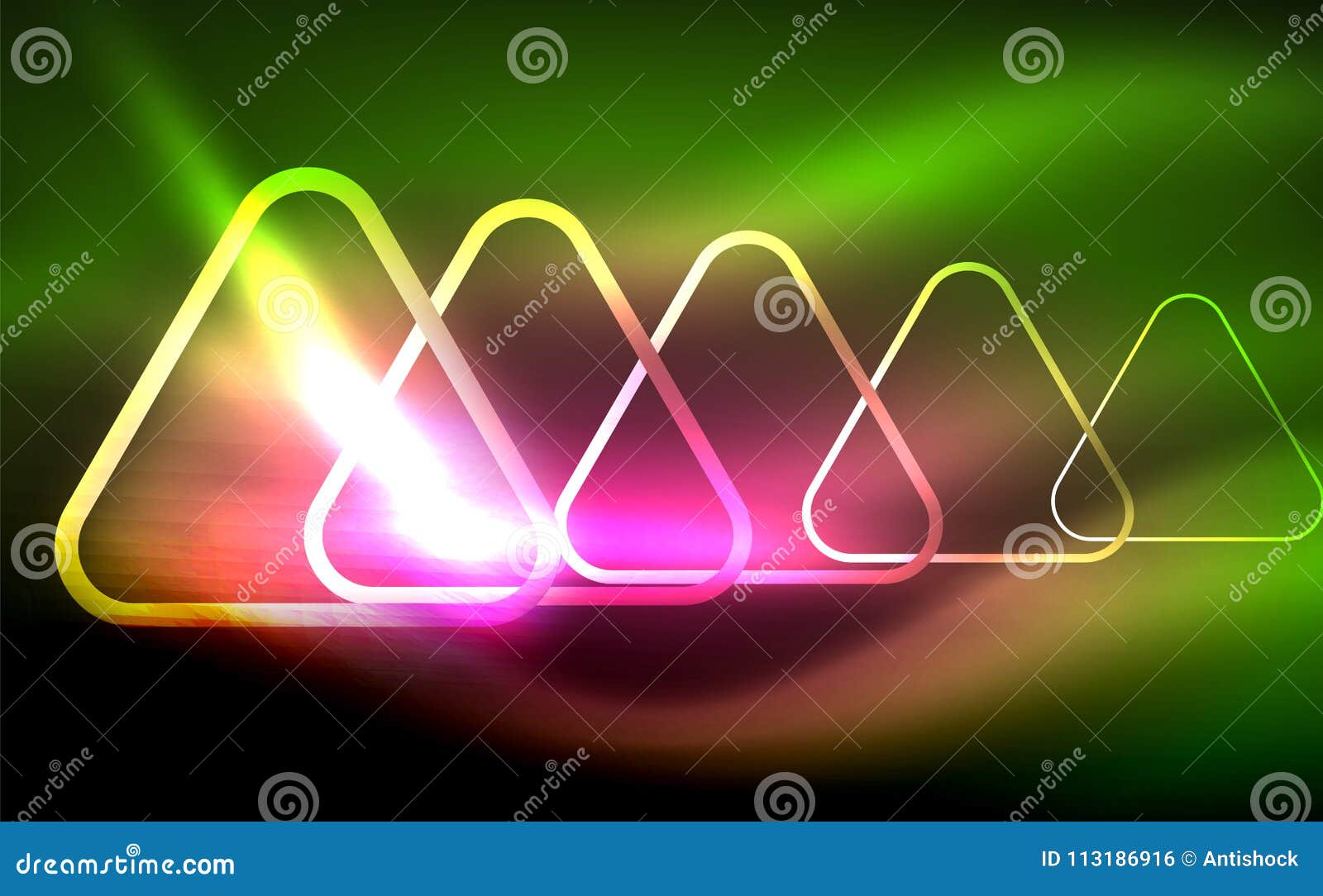 Glowing Vector Triangle Geometric Shapes in Dark Space Stock Vector ...
