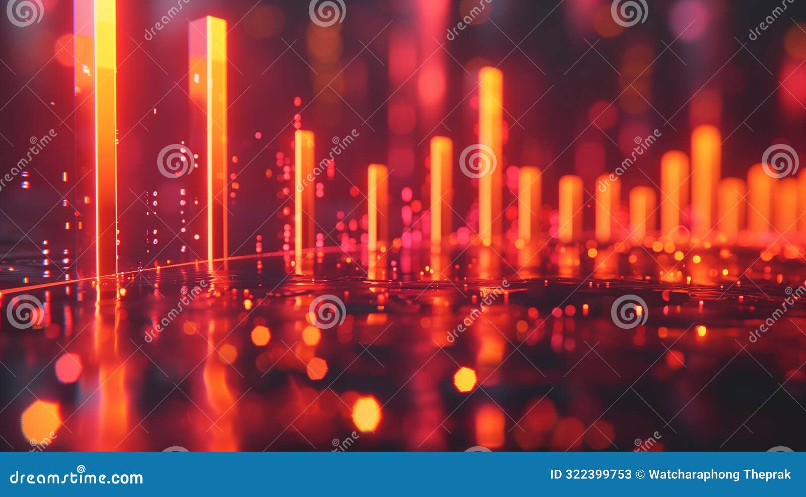 Glowing Vertical Light Bars in a Dark, Reflective Environment ...