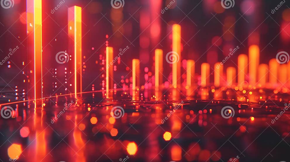 Glowing Vertical Light Bars in a Dark, Reflective Environment ...