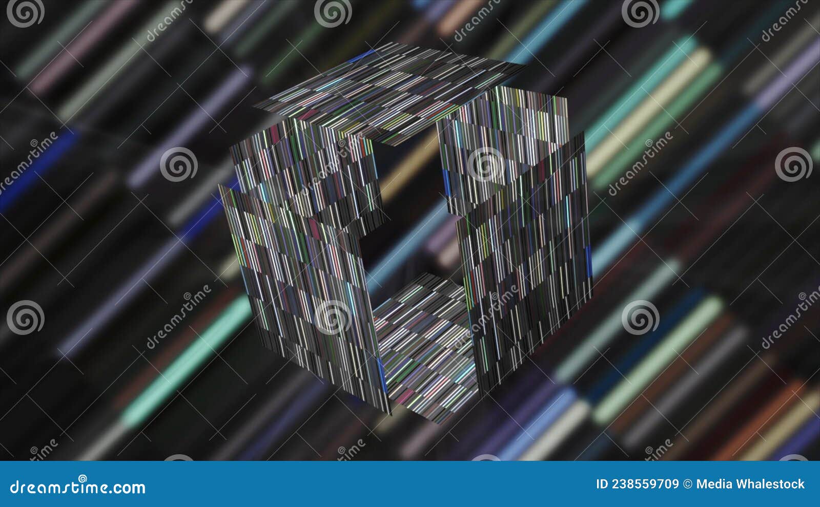 Glowing Virtual Box. Motion. Empty Prize Box is Revealed in Cyberspace ...