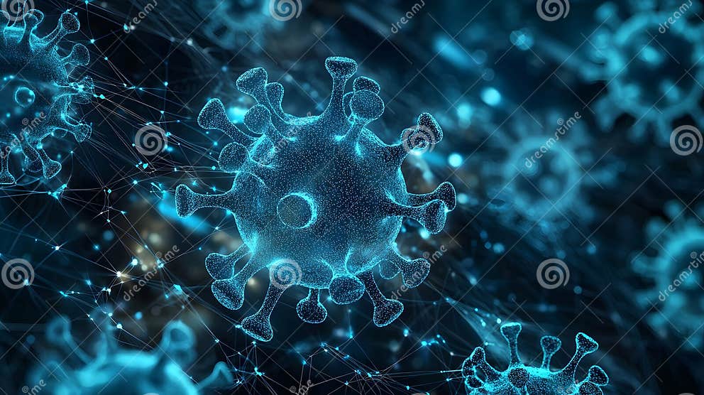 Glowing Virus Pattern in Computer Network Visualization Stock ...