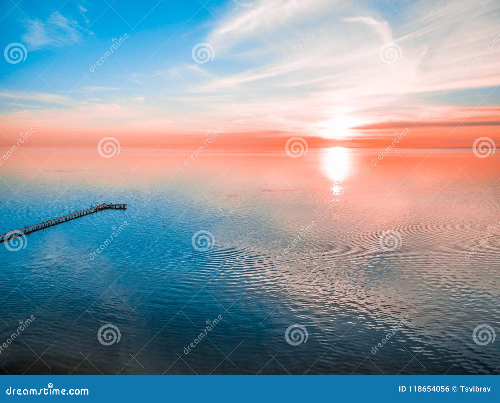 Glowing Vivid Red Sunset Over Sea. Stock Photo - Image of curvature ...
