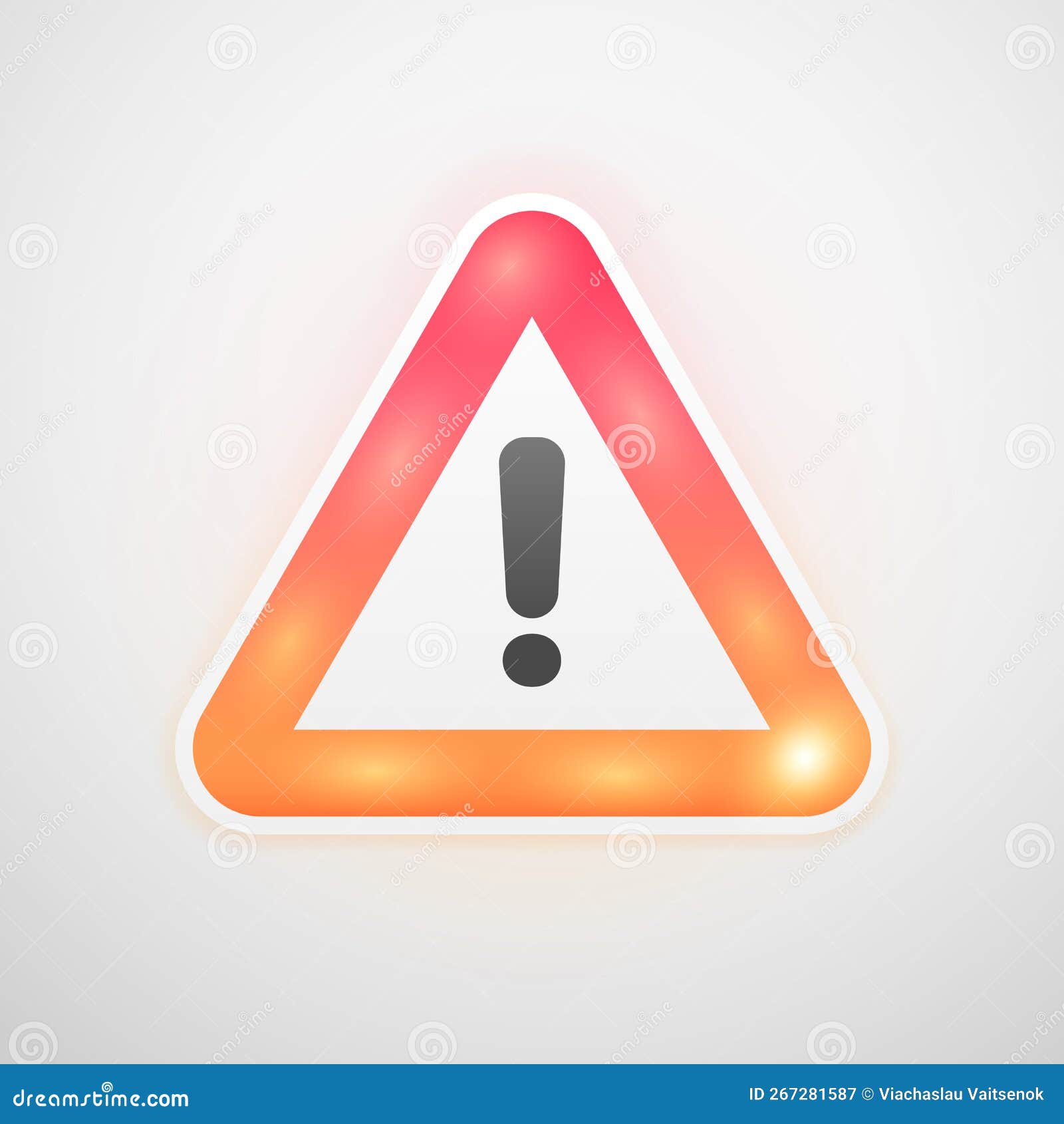 Glowing Warning Triangle Danger Sign Icon Stock Vector - Illustration ...