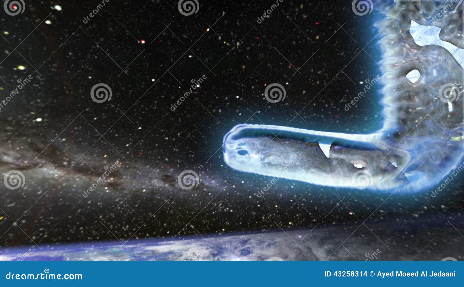 Glowing Water Worm between Earth and Space Stock Footage - Video of ...