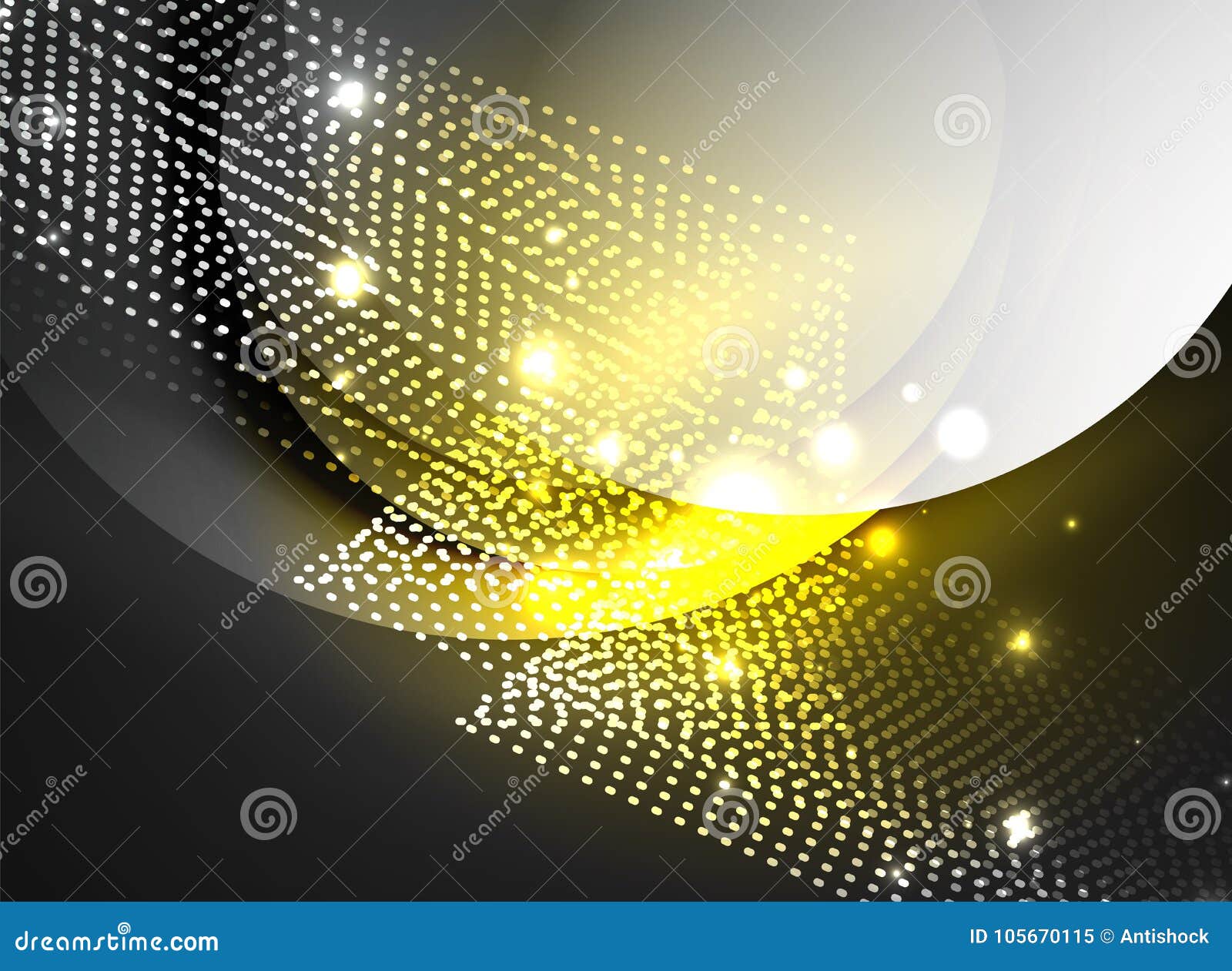 Glowing Wave Created with Particles on Dark Color Stock Vector ...