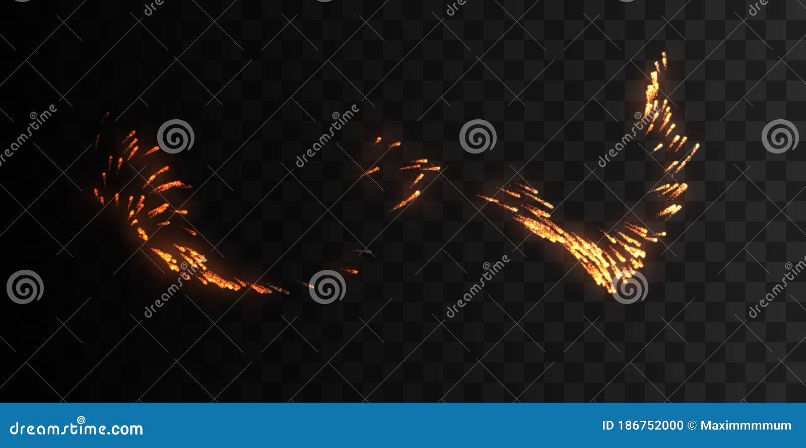 Glowing Wave of Fire Sparkles Isolated on Black Background. Stock ...
