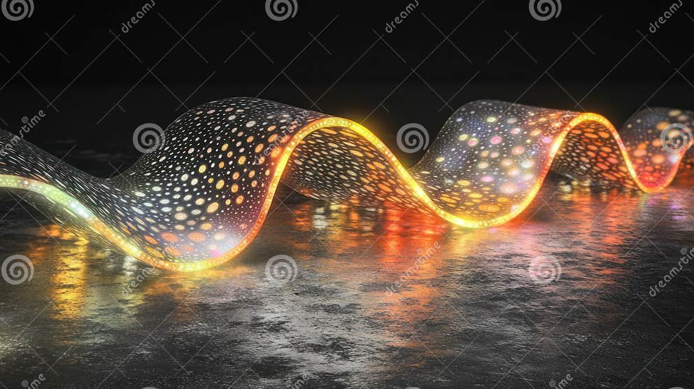 A Glowing Wave-like Structure with Colorful Dots, Creating a ...